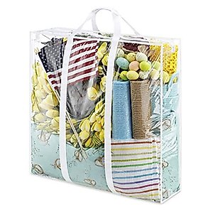 Whitmor Jumbo Everyday Holiday Bag, Seasonal Storage for Easter, Fourth of July, Fall & Christmas, Clear/White