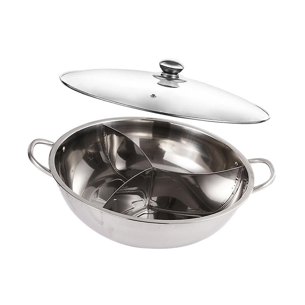 Shabu Shabu Divider Hot Pot Tabletop Pot Three Sided Japanese Cookware Kitchenware, 33.2cm