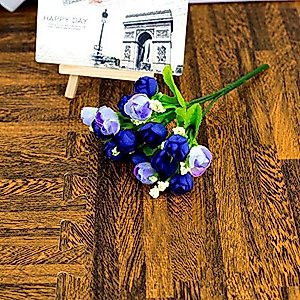 Floral Decor 15 Heads/Bouquet Autumn Small Bud Roses Bract Artificial Flower Silk Rose Flowers Rose Gift Wedding Home Christmas Decor - (Color: F)