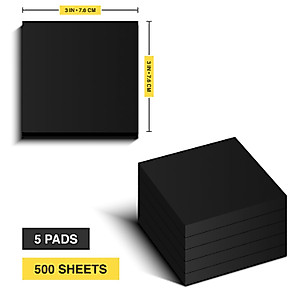 Black Sticky Notes and Gel Pens for Black Paper | 12 Metallic Pens for Black Paper, Including White Gel Pen, Gold and Silver | 3x3 Unique Sticky Notes 500ct | Gel Pens and Black Sticky Notes