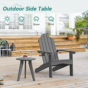 Homenjoy Outdoor Side Table, HDPE Outdoor Table, Small Round Side Table Weather-Resistant, Outdoor Side Tables for Patio, Porch, Deck, End Table for Plant Stand, Living Room, Bedroom, Gray