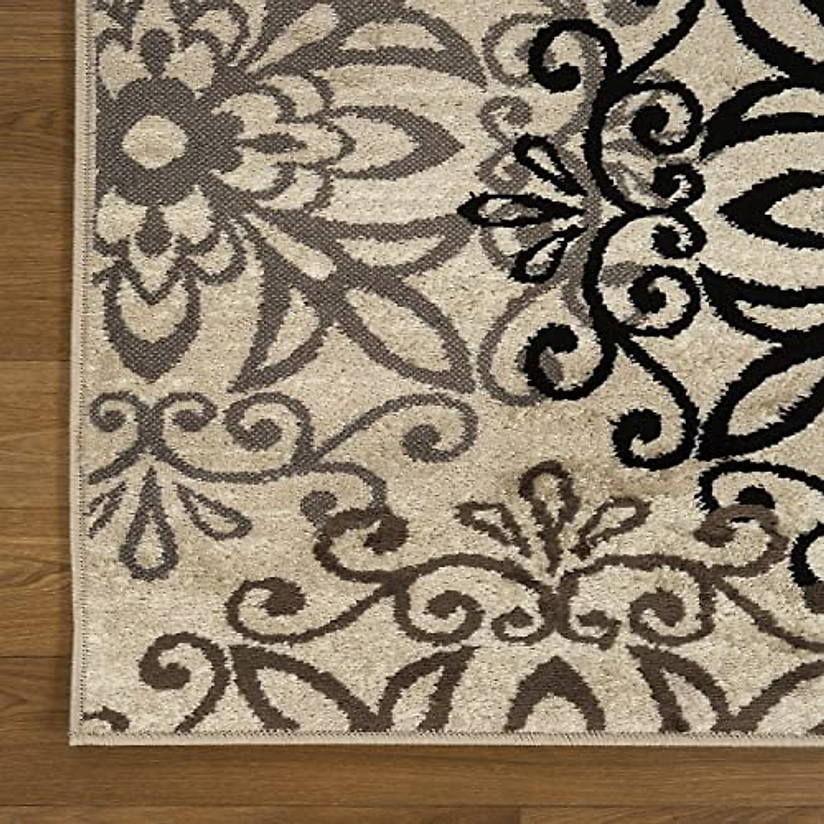 SUPERIOR Indoor Large Area Rug for Bedroom, Living/Dining Room, Entryway, Office, Farmhouse Aesthetic Floor Throw, Modern Floral Geometric Decor, Jute Backing, Leigh Collection, 5' x 8', Beige