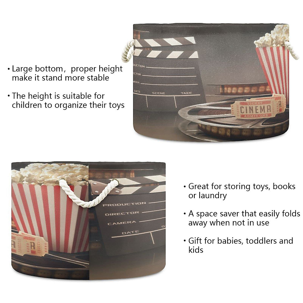 xigua Cotton Rope Basket Movie Theater Popcorn Baby Laundry Basket Blanket Kids Toy Storage Basket#115