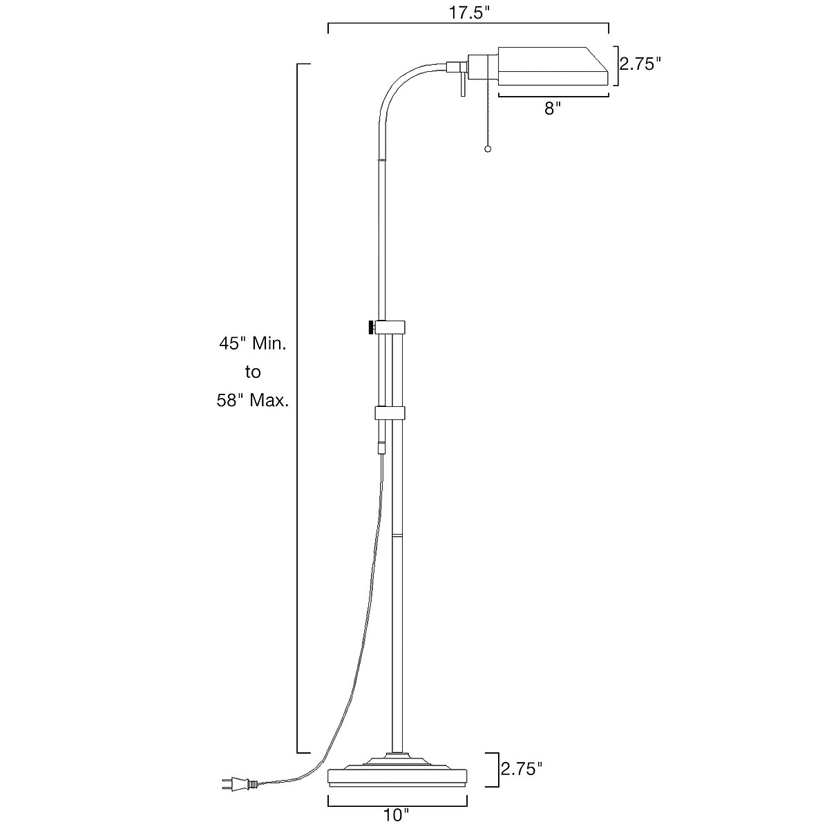 Kira Home Prescott 58" Modern Industrial Adjustable Standing Pharmacy Floor Lamp, Dark Bronze Finish, Includes 6W LED Bulb (60W eq.) Energy Efficient, Eco-Friendly, Pivot Head for Hobby/Precise Task