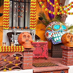 6 Pcs× 5 Feet Long Marigold Flowers Garland Bulk Indian American Wedding Party Mantel Decoration Artificial Dia de Los Muertos Decorations for Altar Faux Flower Garland for Diwali, Bush Floral Party