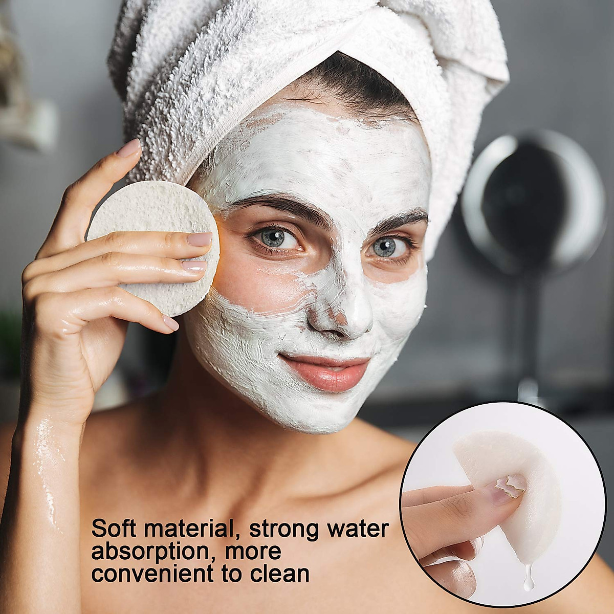 60 Count Facial Sponges for Estheticians Compressed Face Sponge Natural Cleaning Sponge for Facial Cleaning, Makeup Removal