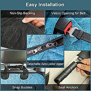 SEVVIS Dog Car Seat Cover-Back Seat Dog Cover for Car Include Mesh Visual Window and Pet Seat Belt-Hammock Scratchproof Pet Seat Cover for Cars SUVs Trucks Jeep