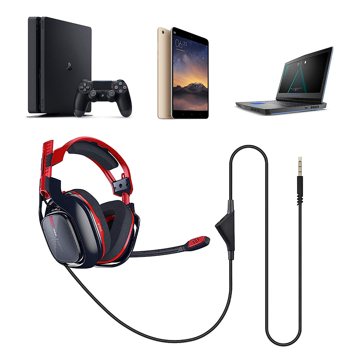 Replacement Astro A10 Cord Cable with Volume Control - Works with Astro A40, A40TR Gaming Headset Cable - Audio Gaming A10 Headset Cable Fits Xbox One, PS4, PC, Most Smartphones (6.5 Feet/2.0 M)