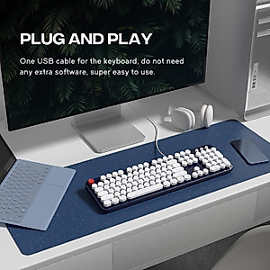 Atelus Computer Keyboards Wired, Full Size Typewriter Keyboard with Number Pad, Plug Play USB Keyboard for PC Laptop Desktop Windows (Black)