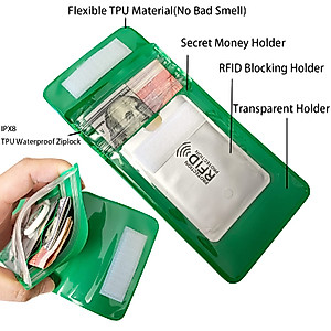 EMSEEK Waterproof Wallet Waterproof Car key Fob Holder Pouch Surf Dry case For Key Cash Cards ID Driver License(Green)