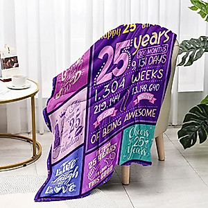 Jnufoju 25th Birthday Gifts for Women - 25th Birthday Decorations for Women - 25th Birthday Gift Flannel Throw Blanket 60 x 50 Inch - Best Gifts for 25 Year Old Woman - Gift for 25 Year Old Female