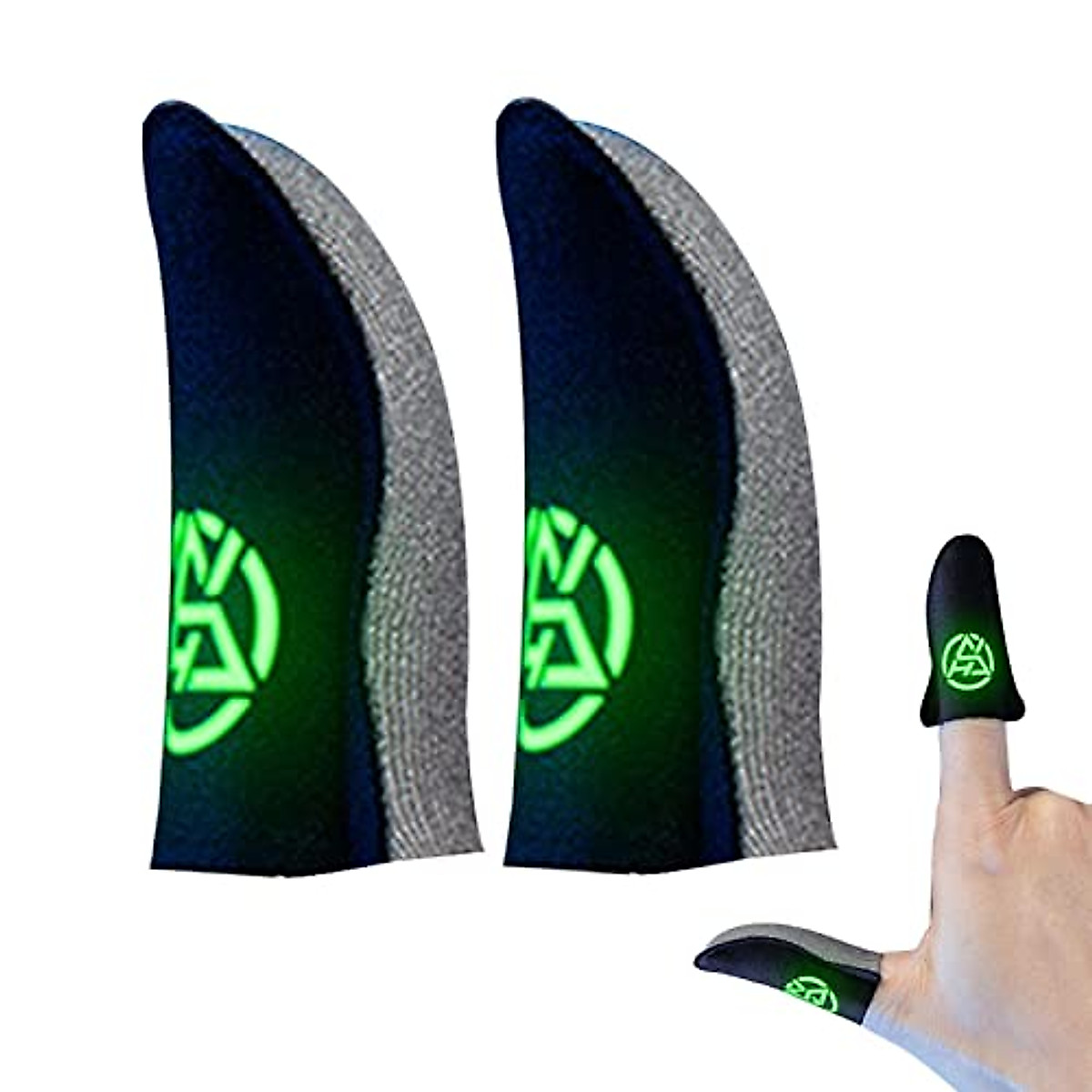 Gecorid Finger Sleeves - Anti-Sweat Thumb Sleeves with Silver Fiber,0.3mm Luminous Thumb Sleeves Mobile Finger Protector Breathable Seamless Thumb Finger Sleeve for Mobile Game Controllers