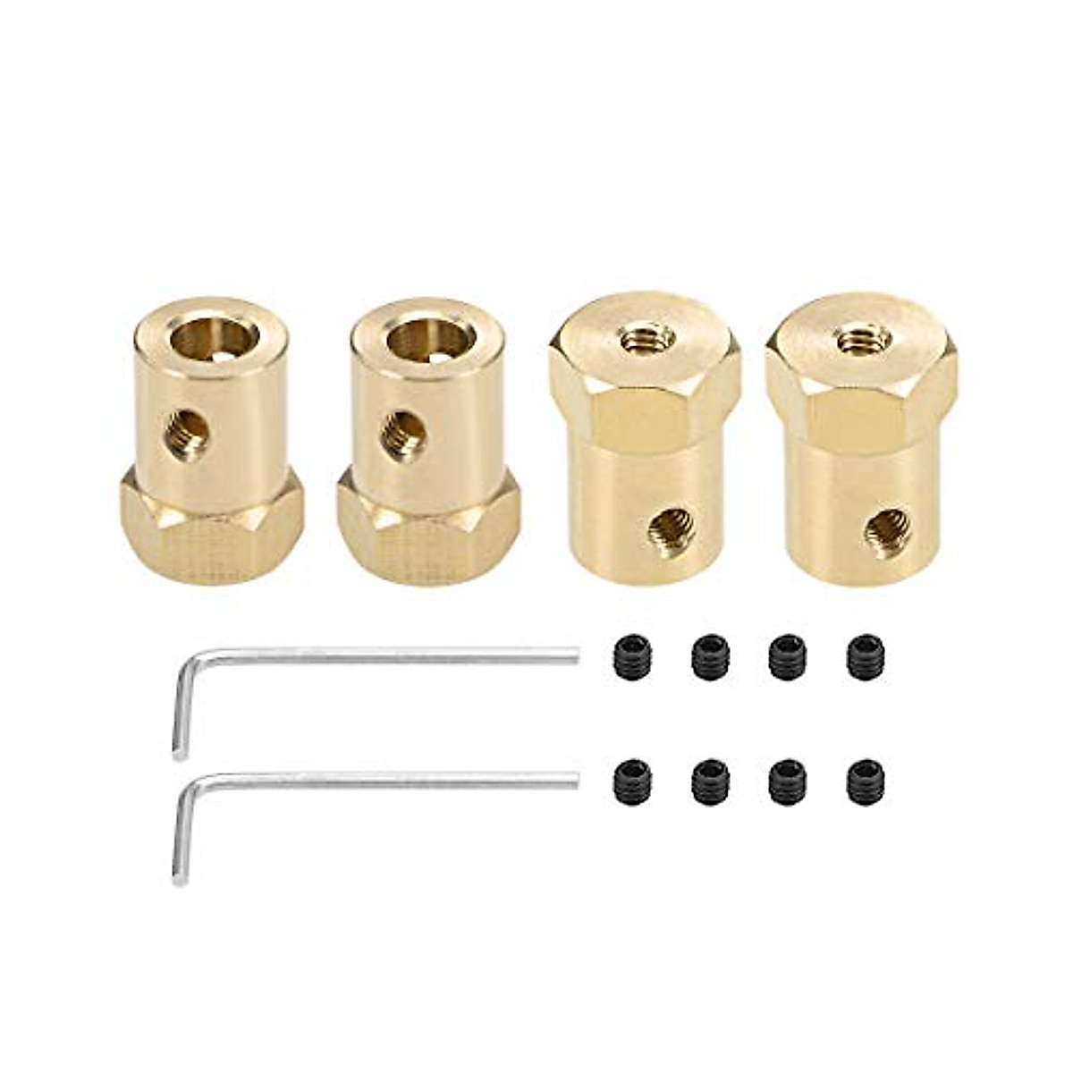 uxcell Hex Coupler 6mm Bore Motor Hex Brass Shaft Coupling Connector for Car Wheels Tires Shaft Motor 4pcs
