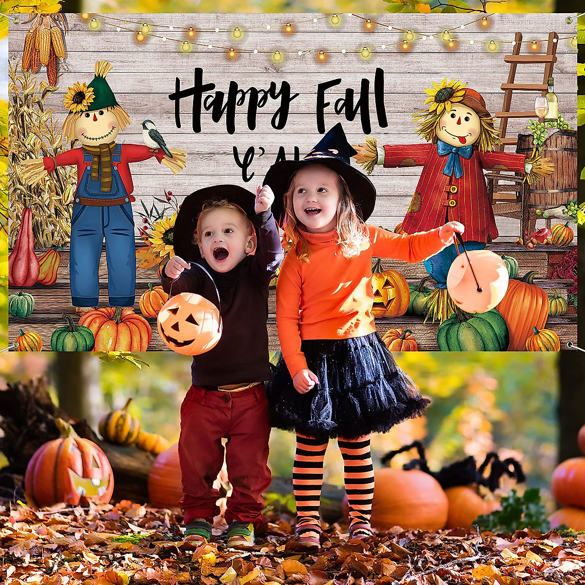 Fall Thanksgiving party Backdrop Extra Large Thanksgiving Decorations Outdoor Yard Banners Fall Thanksgiving Harvest Photography Backdrop Fall Party Supplies for Autumn Decorations, 72.8 x 43.3 Inch