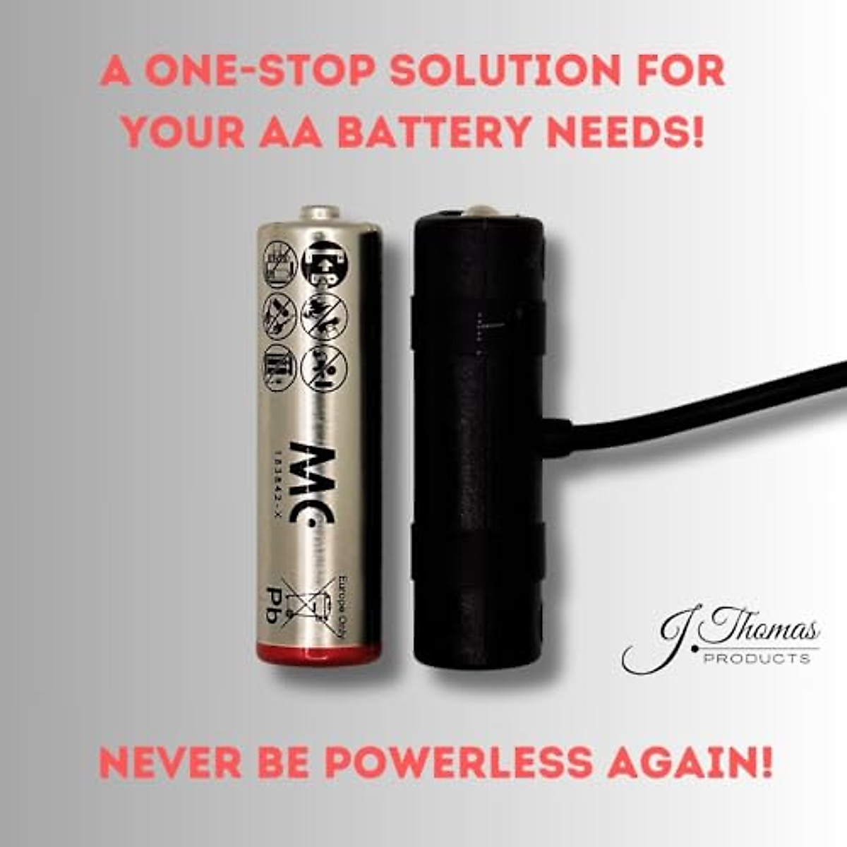 J. Thomas Convert AA Devices to Electric Power | Rechargeable Backup | Uninterrupted Operation | Ideal for Single AA Clocks and Devices | 1 NiMH Battery Adapter 1.3V