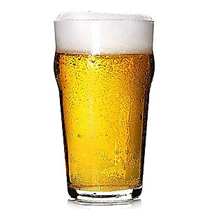 Pint Glasses,20oz British Beer Glass,Classics Craft Beer Glasses,Premium Beer Glasses Tumbler Set of 4, Pub Beer Glasses,Unique Design Beer Glasses Easy Stacking in The Cupboard