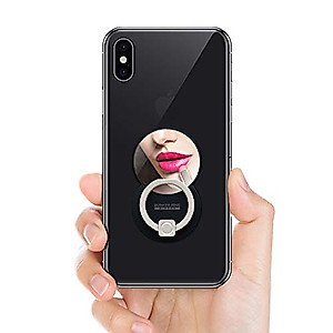 BUNKER RING Mirror, Cell Phone Ring Grip Stand with Mirror, 360°Rotation Metal Ring, Comes with Dedicated Holder, Compatible with Most Smartphones (Blush Gold), BKRMR-HOLS