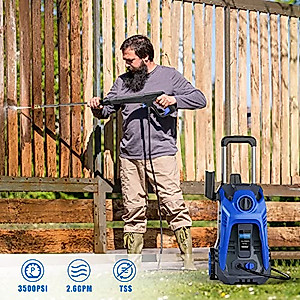 YANICHA Electric Power Washers - 3500 PSI 2.6 GPM Pressure Washer Electric Powered Car Washer with 4 Nozzles Foam Cannon, Clean Cars, Garden, Patio
