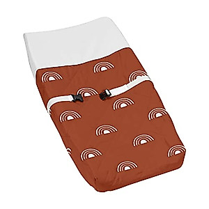 Sweet Jojo Designs Rust Boho Rainbow Boy or Girl Baby Nursery Changing Pad Cover - Orange and White Bohemian Celestial Sky Gender Neutral Outdoors Nature