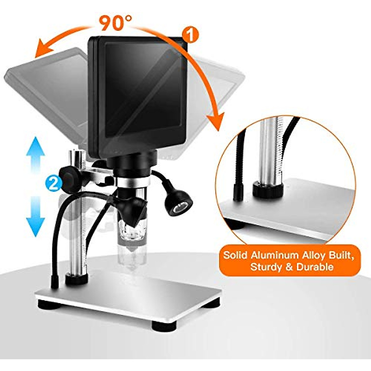 ANNLOV 7" LCD Digital Microscope with 32GB TF Card 1200X Maginfication 1080P Coin Microscope with Wired Remote,12MP Ultra-Precise Focusing Video Camera with 8 LED Fill Lights Windows/Mac Compatible