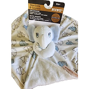 Blankets and Beyond Unisex Nunu Baby Security Blanket, | 9M | 14" x 14" (Blue Baby Elephant)