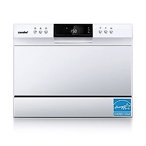 COMFEE’ Countertop Dishwasher, Energy Star Portable Dishwasher, 6 Place Settings, White & Cascade Platinum Dishwasher Pods, ActionPacs Dishwasher Detergent, Lemon, 62 Count