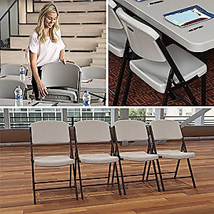 LIFETIME Commercial Grade Folding Chairs, 4 Pack, Putty