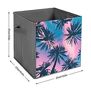 Hawaii Plum Trees Foldable Storage Bins Printd Fabric Cube Baskets Boxes with Handles for Clothes Toys, 11x11x11