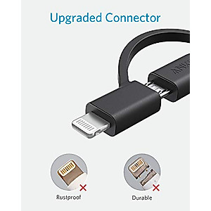 Anker Powerline II 3-in-1 Cable, Lightning/Type C/Micro USB Cable for iPhone, iPad, Huawei, HTC, LG, Samsung Galaxy, Sony Xperia, Android Smartphones, iPad Pro 2018 and More(3ft, Black)