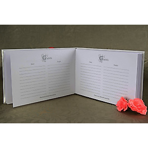KateMelon Wedding Decoration, Fuchsia Flower Wedding Guest Book and Pen Set