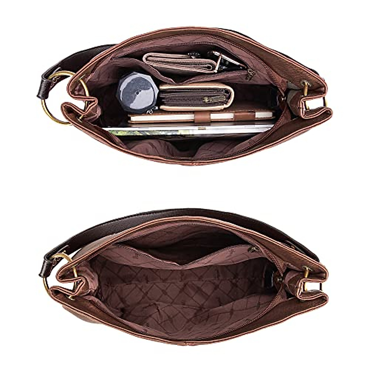 Wrangler Hobo Bags for Women Leather Tote Bag Shoulder Bag Top Handle Satchel Purses and Handbags B2B-WG20-918BR