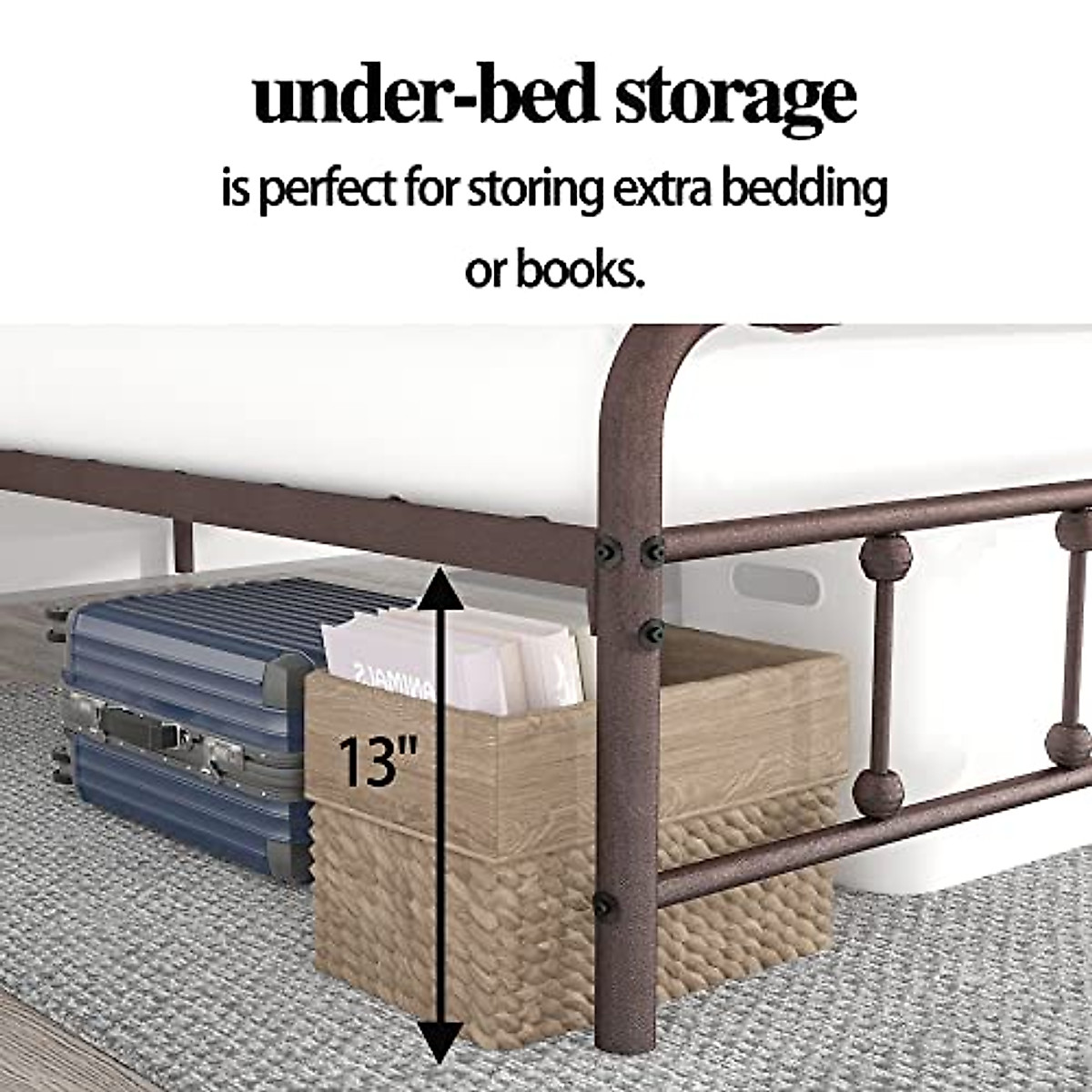 Ponsalion King-Bed-Frame with-Headboard and-Footboard Set - Platform Bed Frame King Size,16 Inches High,no Box Spring Needed,Easy to Assemble(Brown)
