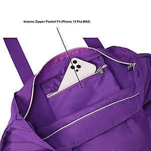 SAVERRY Foldable Zipper Closure Large Tote Bag Nylon Water Resistant Shopping Travel Gym Toy Bag Sandproof Beach Bag