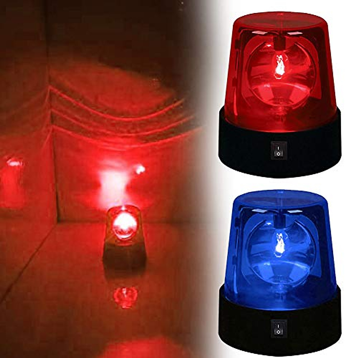 LED Strobe Light,360 Degree Rotating DJ Flashing Stage Effect Battery Powered Strobe Light Car Siren Strobe Light，Disco Party Rotating Lamp(Red,size:1pc)