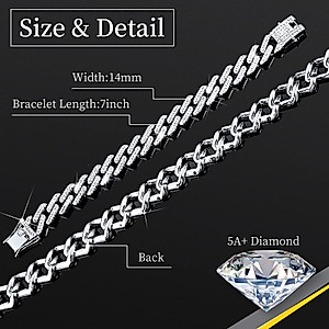 3 Pcs Link Chain Jewelry Set Bling Necklace Bracelet Ring Silver Link Chain for Women Men, Hip Hop Rapper Jewelry Present