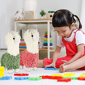 Chalyna 2 Pieces Llama Stuffed Animal 10 Inches Cute Llama Alpaca Plush Toy Gifts for Girls Boys Birthday Home Wedding Christmas Party Decorations(Green, Pink)