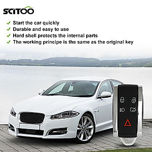 SCITOO Keyless Entry Remote Key Fob SHELL CASE Replacement for 5 Buttons Uncut Car Key for Jaguar XF 2009-2013 XJ8 2010 XK8 2006-2010 XKR 2006-2014 XK 2014-2015 1pc FCC KR55WK45694 KK-6255
