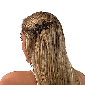 Camila Paris CP2875 French Hair Barrette Clip for Girls Flower, Black, Automatic Clasp Strong Hold Grip Hair Clips for Women, No Slip and Durable Styling Girls Hair Accessories, Made in France