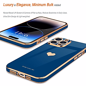Teageo Compatible with iPhone 14 Pro Max Case for Girl Women Cute Love-Heart Luxury Bling Soft Cover Raised Camera Protection Bumper Silicone Shockproof Phone Case for iPhone 14 Pro Max, Royal Blue