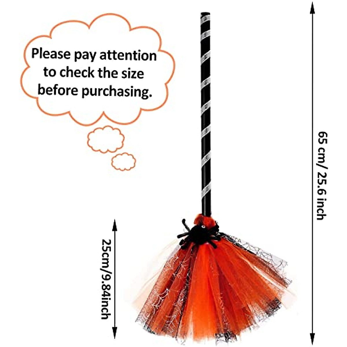 NSVJVY Kids Witch Broom, Halloween Broomstick, Photography Prop Toy, Cosplay Dress Up Costume Party Cute Witch Broom (Orange)