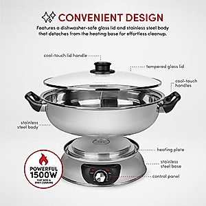 Aroma Housewares ASP-610 Dual-Sided Shabu Hot Pot, 5Qt, Stainless Steel Aroma Housewares 3 Uncooked/6 Cups Cooked Rice Cooker, Steamer, Multicooker, 2-6 cups, Black