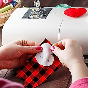 80 Pieces Plaid Fabric Buffalo Checks Plaid Christmas Fabric Plaid Fabric Squares Checkered Gingham Buffalo Check, 6 x 6 Inch for Sewing DIY Craft Home Festival Holiday Decoration (Red-Black)