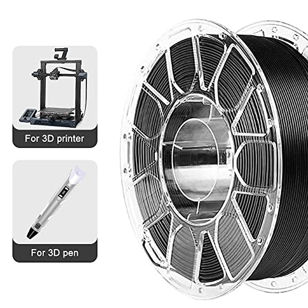 Creality Official PLA 3D Printer Filament, 1 KG Spool (2.2lbs), Dimensional Accuracy +/- 0.03 mm, 1.75mm, Fit Most FDM Printer (Black)
