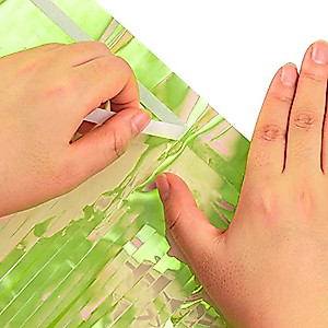 BRAVESHINE Party Decoration Iridescent Foil Fringe Backdrops - 2 Pack 3.2 x 6.5 ft Metallic Tinsel Photo Booth Pros Streamer Curtains for Birthday Wedding Graduation Christmas Holiday - Clear Green