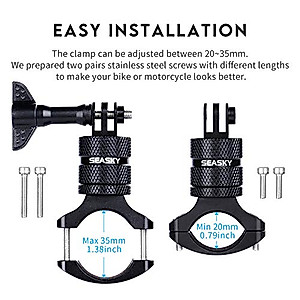 Seasky Mountain Bike Bicycle Motorcycle Handlebar Mount Clip Aluminum Alloy Bracket Suitable for GoPro Hero 11/10/9/8 Black Sport Camera Insta360 One X2 X3 360 DJI OSMO Action 2 3