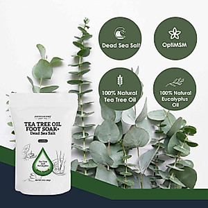 Aromasong Tea Tree Foot Soak with Dead Sea Foot Soaking Salts - Pedicure Foot Soak for Dry Cracked Feet - Athlete's Foot Soak Callus Remover Soothes Sore Feet - Eliminates Odor - Made In USA