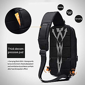 OZUKO sling bag for men anti theft backpacks with usb charger Travel Hiking Chest Bag Daypack water proof (Blue)