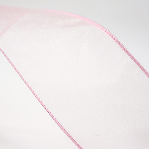 CT CRAFT LLC Sheer Organza Wired Ribbon for Home Decor, Gift Wrapping, DIY Crafts, 2.5” x 25 Yards x 2 Rolls - Pink