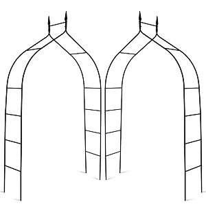 Giantex Set of 2 Metal Garden Arbor Wedding Arch, 8.4 Ft High x 4.6 Ft Wide, Pergola Arbor for Climbing Plant Roses Vines, Indoor Outdoor Garden Patio Bridal Party Decoration Wedding Arch (2)