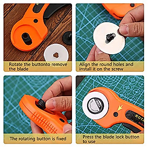 Kingsource SKS-7 Titanium Coated 10 Packs 28mm Pack Rotary Cutter Blades Replacement for Fits Olfa, Fiskar, Martelli, Truecut Cutter Patchwork Tool, Perfect for Cuts Fabric, Sewing, Leather and Paper